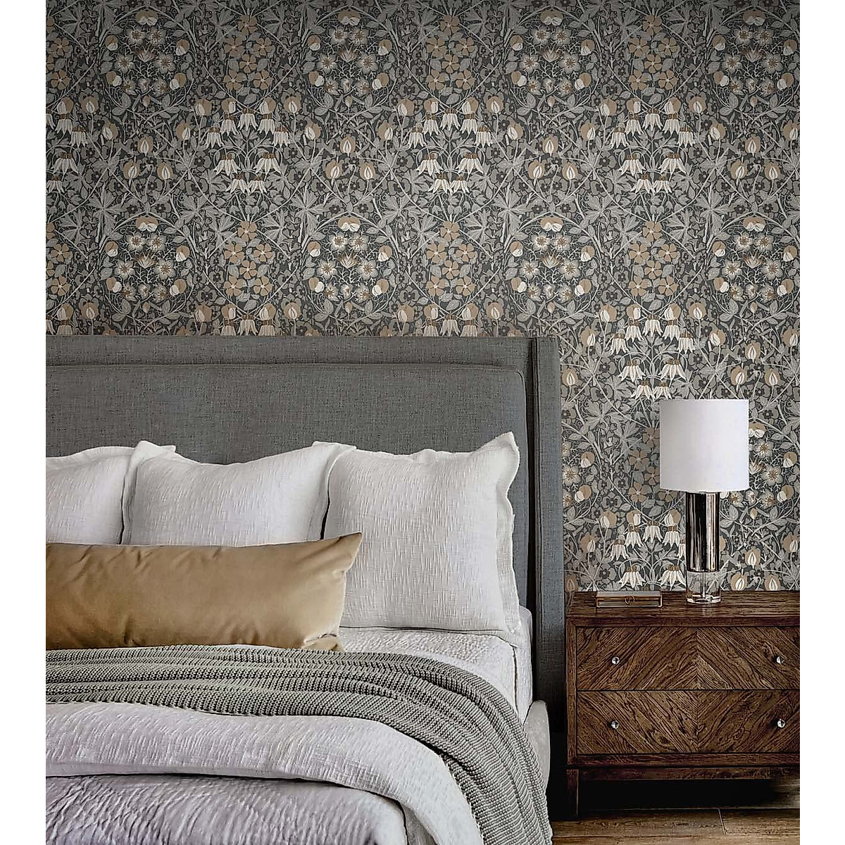 NextWall Tulip Garden Floral Peel and Stick Wallpaper (Wrought Iron & Chamois)