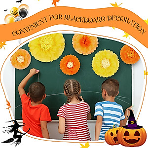 Hotop 36 Pieces Yellow Orange Tissue Paper Flowers Fall Tissue Pom Poms Blooms for Thanksgiving Fall Autumn Birthday Party Bakcdrop Bridal Shower Decorations, 8, 10, 12 Inch