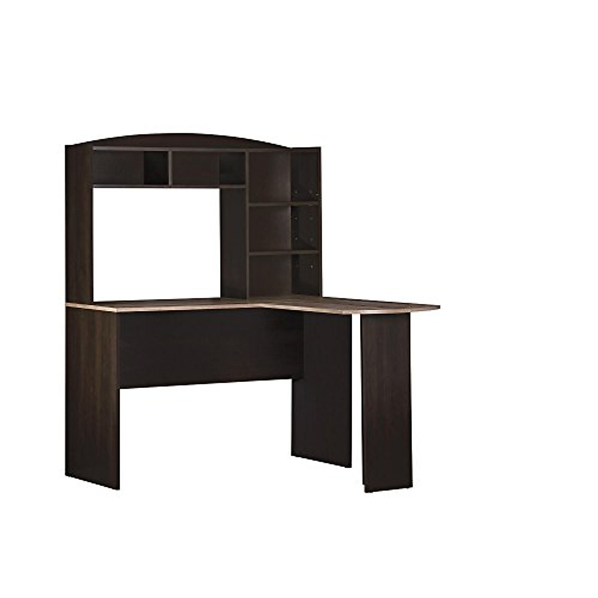 Ameriwood Home Dakota Space Saving L Desk with Hutch Espresso/Rustic Medium Oak