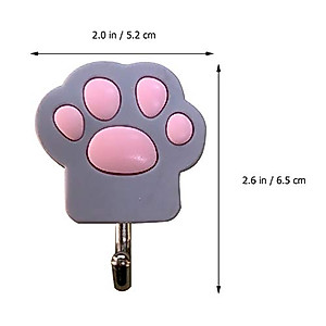 Hemoton 3Pcs Decorative Wall Hook Cat Paw Hooks Punch Free Self- Adhesive Hanger for Bedroom Kitchen Bedroom Purse Coat Towel Tool Hanging