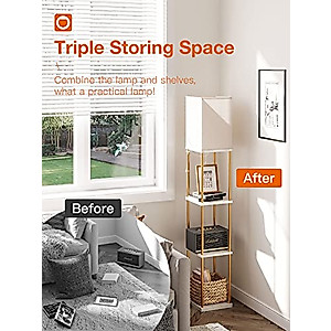 addlon Gold Floor Lamp, 4-Tier Display Floor Lamp with Shelves, LED Floor Lamp with 3CCT Bulb, Modern Floor Lamp for Bedroom, Livingroom and Office - Marble Texture & Gold Frame