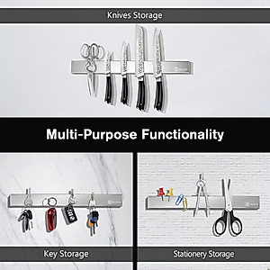 Paudin 17.7 Inch Stainless Steel Magnetic Knife Bar-Use as Knife Holder for Wall, Knife Rack, Knife Strip, Kitchen Utensil Holder and Tool Holder/Storage