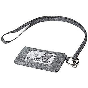 Vera Bradley Women's Recycled Lighten Up Reactive Zip ID Case and Lanyard Combo, Gray Heather, One Size