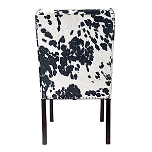 Sole Designs Rexford Collection Faux Leather and Fabric Upholstered Wingback Dining Chair with Holstein Pattern and Nailhead Trim, Set of 2, Black