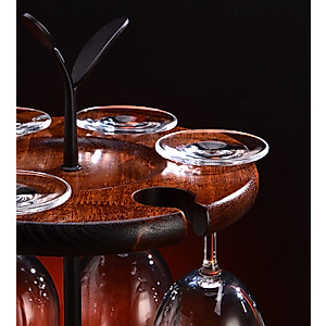 INMTIE 6-Hook Metal Wine Glass Holder Countertop Stemware Rack Tabletop Stemware Storage Rack Weighted Base Display Stand