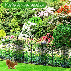 Decorative Garden Metal Fence 5 Pack, 32 in (H) x 11.8 ft (L) No Dig Dog Animal Barrier for Yard, Animal Ground Stakes Fencing for Garden, Patio, Flower Bed