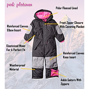 Pink Platinum Girls Snow Mobile One-Piece Ski Waterproof Baby Snowsuit for Toddlers