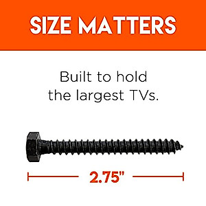 Lag Bolt Kit for Mounting A TV Into Wood Or Concrete - Includes Heavy Duty Bolts, Fischer Concrete Anchors and 2 Drill Bits