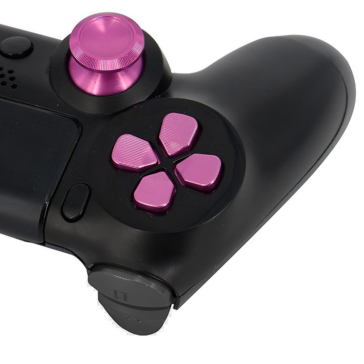 Jadebones Metal Replacement Repair Kits, Thumbsticks Thumb Grip Bullet and D-pad Buttons Compatible with PS4/PS4 Slim/PS4 Pro Controller (Pink)