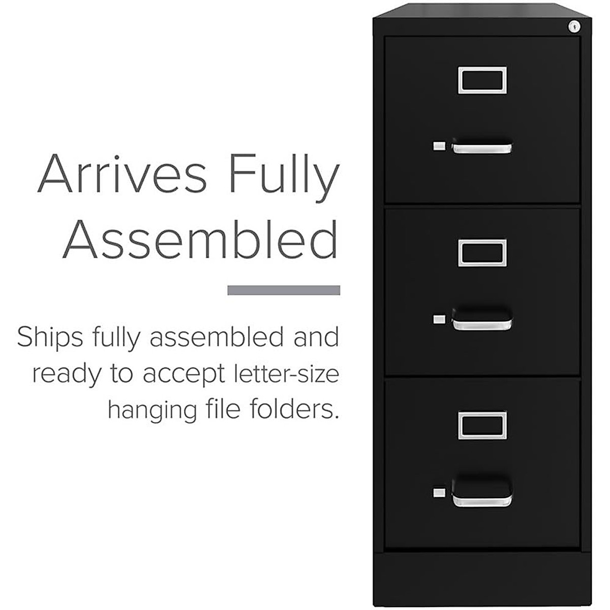 Hirsh 22-in Deep 3 Drawer - Letter Width - Vertical Metal File Cabinet - Black - Commercial Grade - Fully Assembled