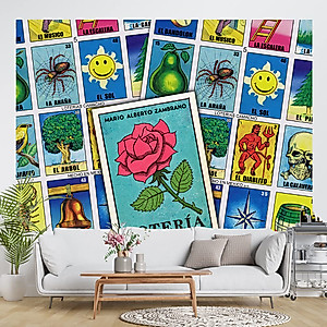 Ticuenicoa 7×5ft Mexico Loteria Card Backdrop Mexican Theme Party Lotería Cards Photography Backdrop for Adult Portrait Kids Birthday Party Supplies Fiesta Decorations Room Wall Decor Photoshoot