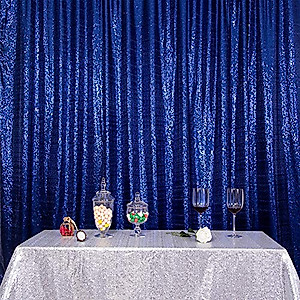 SquarePie Sequin Backdrop Opaque Non-Transparent Satin Photo Booth Photography Background Selfie Wall Video Live Sparkly Curtain for Wedding Patry 10FT x 10FT Navy Blue
