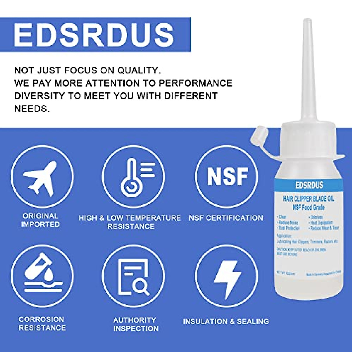 EDSRDUS 1OZ(30ml) Premium Hair Clipper Oil for Electric Shaver, Hair Clipper Blade, Clippers, Trimmers, Rust & Abrasion Resistant Clipper Blade Oil with Dispensing Needle