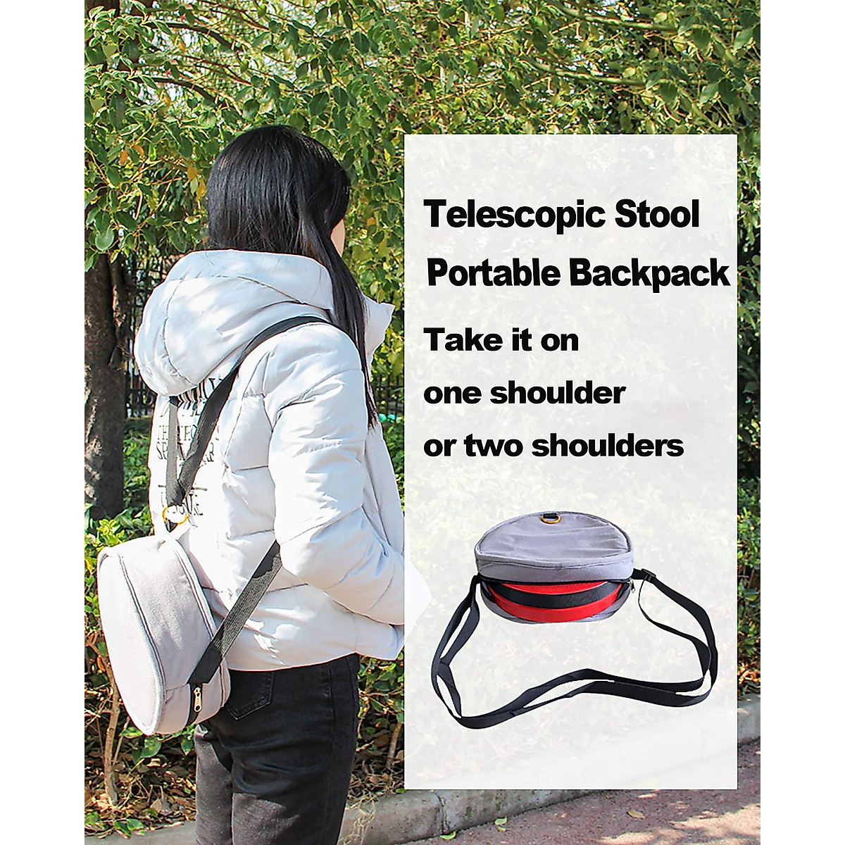 Deer's Life Portable Collapsible Stool with Cushion Pad, Retractable Folding Telescopic Camping Seat for Adults, Small Lightweight Sturdy Adjustable Stools for Travel,Kitchen,Garden,Fishing