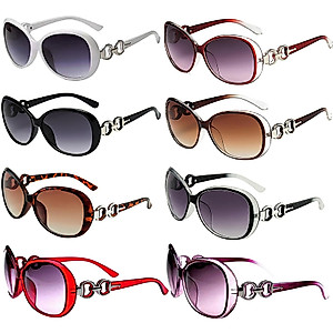 NLEYANB 8 Pairs Wholesale Classic Oversized Designer Fox Cat Eye Sunglasses for Women Men 100% UV Protection