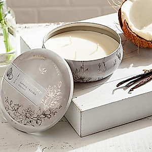 Pre de Provence Heritage Home Fragrance Collection Three Wick Candle Tins, 10.5 oz, Coconut