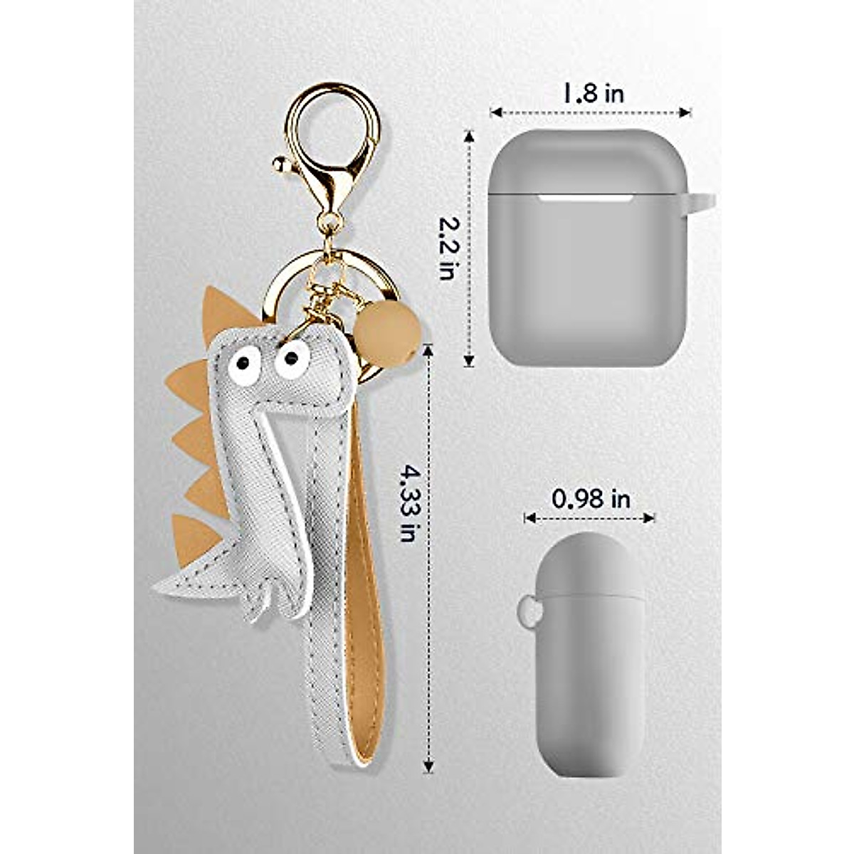 Simr Skin for AirPods Case, [Upgraded Thicker] Shockproof Air Pods Protective Cover W/Cute Keychain/Strap Accessories for Apple AirPods Charging Case, Gift for Girl Women Men (Gray)