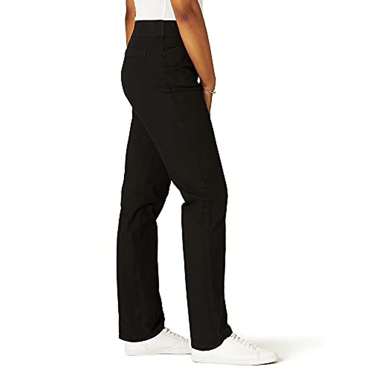 Chic Classic Collection Women's Easy-Fit Elastic-Waist Pant, Black Denim, 8 Average