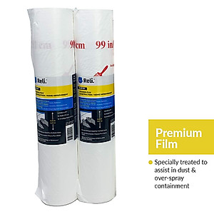 Reli. Masking Film, 10 Rolls Bulk (90' Foot x 99" Inch) - Masking Plastic Film for Painting, Automotive - Pre-Folded - Hand-Masker Film Plastic in Bulk