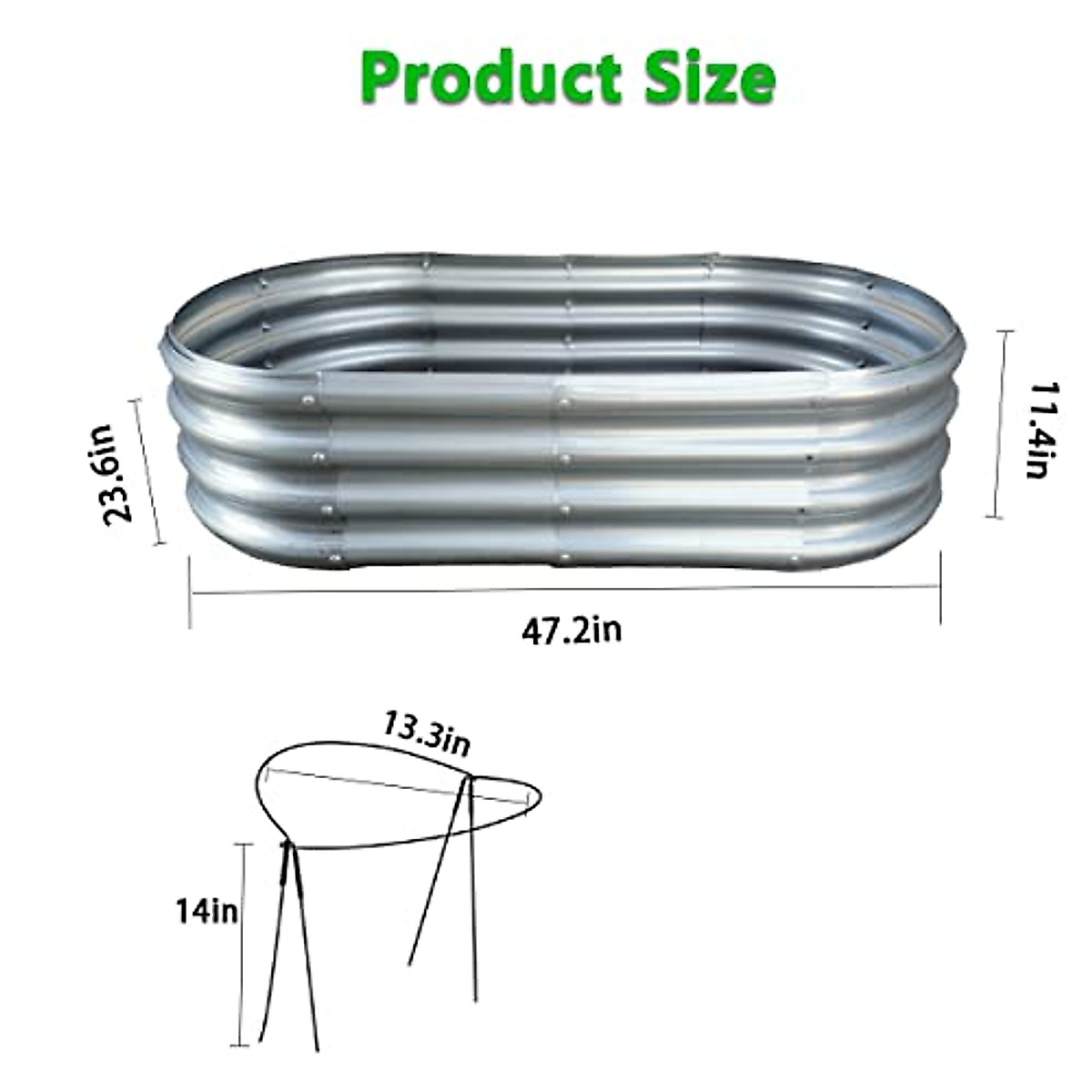 AONNTOO Galvanized Raised Garden Bed, Planters for Outdoor Plants, Oval Planters Tank with Metal Plant Support for Vegetables Flowers Fruits Herbs