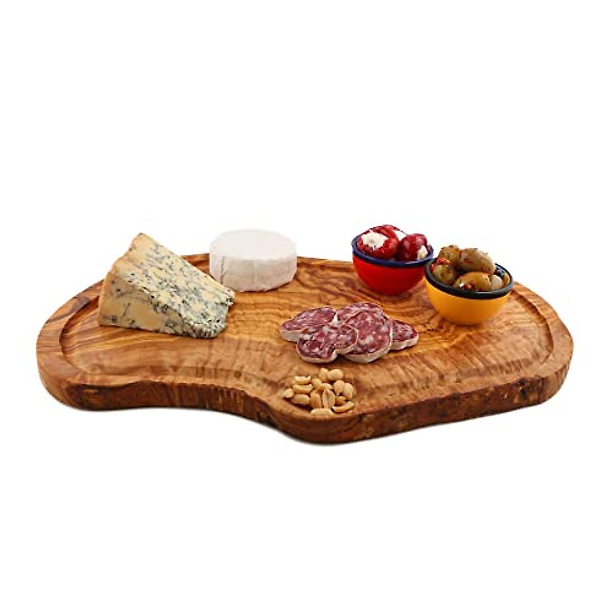 Cleminson 18” x 9” Olive Wood Carving, Cutting and Serving Board with Juice Groove - Large