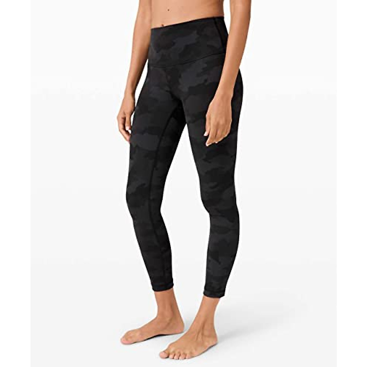 Lululemon Women’s Wunder Under Stretchy Fitness Pants - High Rise Leggings, Sweat-Wicking Fabric, Firming Support, 25 Inch Inseam, Incognito Camo Multi Grey, Size 12
