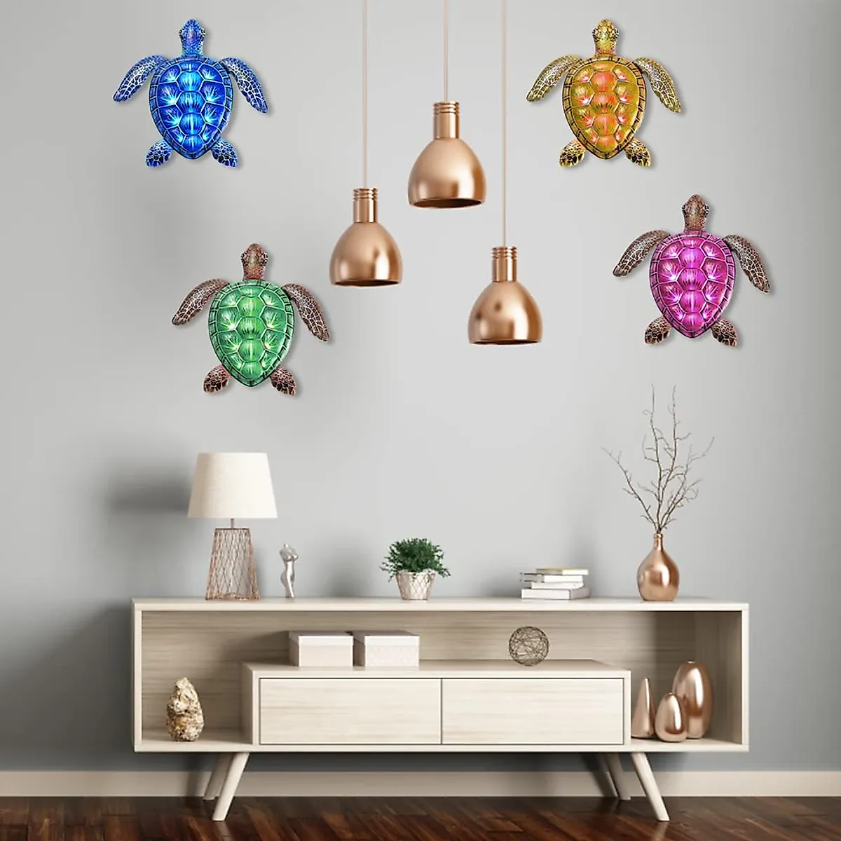 Surakey Metal Sea Turtle Wall Decor Sea Turtle Wall Art Decor Hanging Animal Ornament for Home Bedroom Living Room Office Garden Fences Aquarium Ocean Wall Decoration (Green)