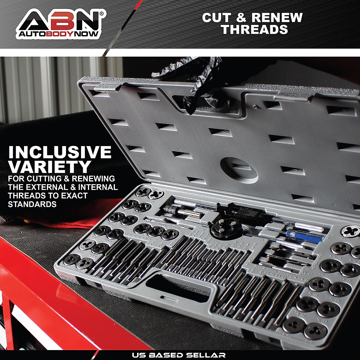 ABN Metric and SAE Standard Tap and Die 60-Piece Rethread Set Rethreading Kit for Cutting External and Internal Threads