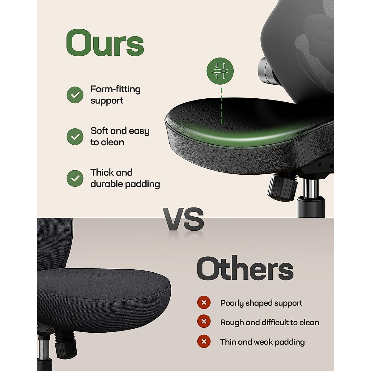 Marsail Office Chair Ergonomic Desk Chair, 360°Swivel Mesh Back Wide Computer Chair PU Leather Criss Cross Chair,Adjustable Lumbar Support & Flip-up Armrests,Adjustable Height Executive Task Chair