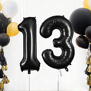 Black 13 Balloon Numbers, Large 13 or 31 Foil Balloons, Big Number Balloons 40 Inch for 13th / 31st Birthday Party and Anniversary Events Decorations