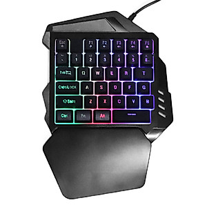 Acogedor One Handed Macro Mechanical Keyboard, 35 Keys Portable Mini Gaming Keyboard with RGB Backlight, 5 Multimedia Keys for Playing Games