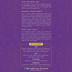 US+ 10oz 100% Pure Castor Oil - Cold-pressed, Unrefined, Hexane-free - USP Grade - Premium Quality for Healthy Skin & Hair