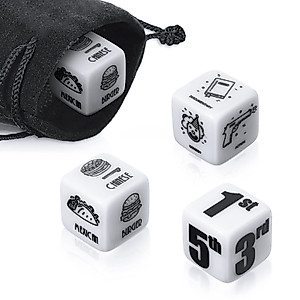 Landhoow 3 Pcs Dinner and a Movie Decider Dice Valentines Day Gifts for Him Her Decision Dice with a Black Velvet Storage Bag for Couples Games Wedding Honeymoon Anniversary Present, 0.8 Inch