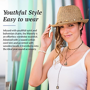 Wallaroo Hat Company – Women’s Waverly Trilby Fedora – Short Brim, Packable Design and Adjustable Sizing for Medium Crown Sizes – Trendy and Chic Sun Hat for Casual All-Season Style (Natural)