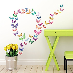 DECOWALL DS-8022 Watercolour Butterflies Kids Wall Stickers Wall Decals Peel and Stick Removable Wall Stickers for Kids Nursery Bedroom Living Room (Small) d?cor