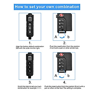 Kinkota Luggage Locks TSA Approved, 3 Digit Cable Combination Lock, Plastic TSA Lock for School, Gym, Suitcase, Baggage (2 Pack)