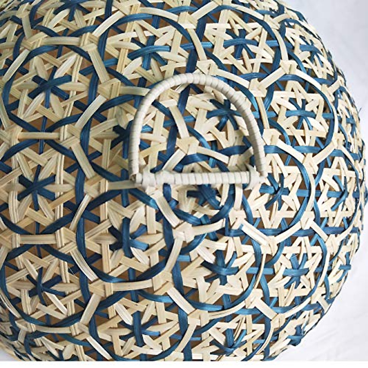 Coralpearl Bamboo Woven Food Dome Lid Cover to Keep out Flies Bugs and Table Serving Tray Storage Plate Platter with Handles for Picnic Party Bread Cake Pizza Dry Fruit Dessert Indoor Outdoor (Blue)