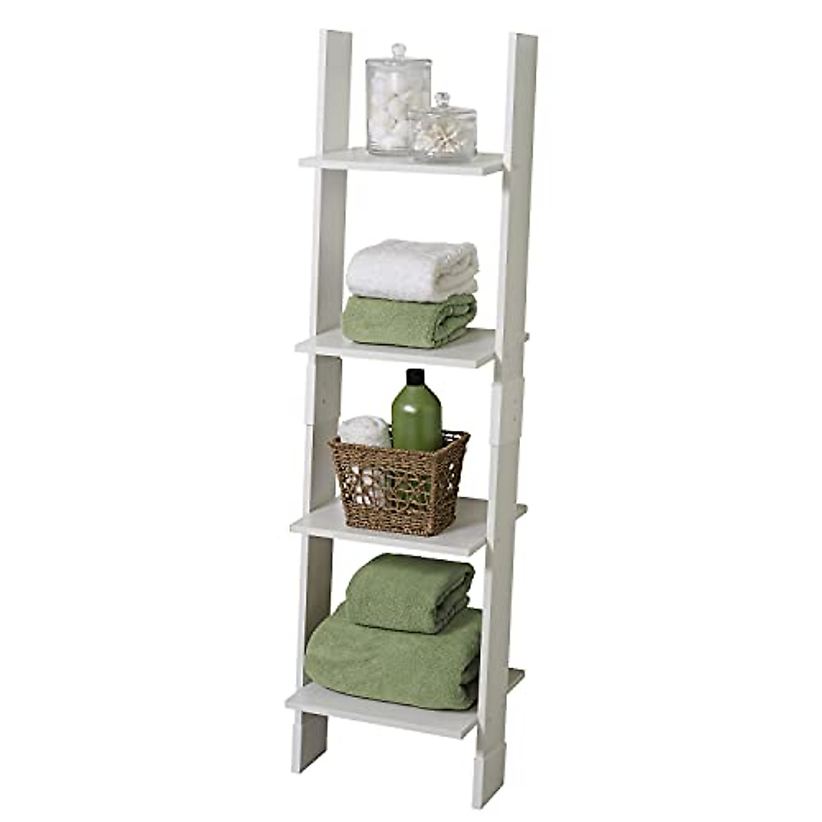 Zenna Home Ladder Style Bathroom Linen Tower, White