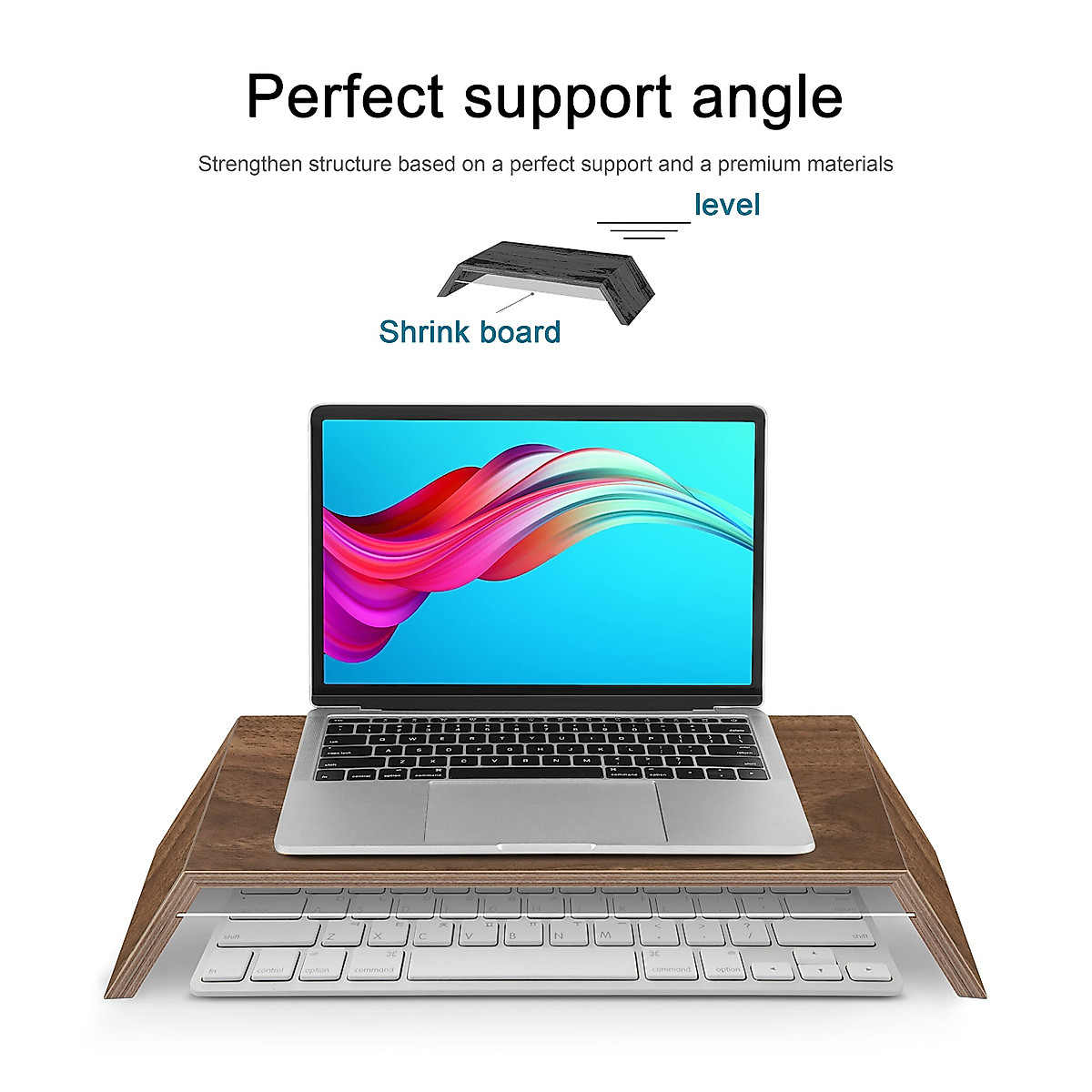 Aothia Monitor Stand Riser, Solid Wood Desktop Stands for Laptop Computer/TV/PC/Printers, Perfect Desk Shelf Organizer with Underneath Storage for Office Accessories(Black Walnut)