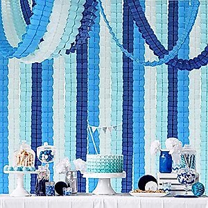 BEISHIDA 12PCS Four Leaf Clover Paper Garland 120ft Navy Blue Ocean Party Streamers Tissue Flower Reusable Hanging Banner for Wedding Baby Shower Home Party Backdrop Graduation Decoration