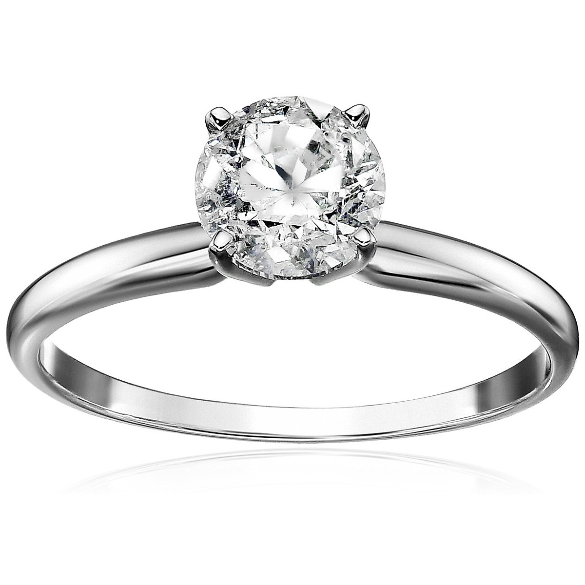 14k Round Solitaire White Gold Engagement Ring (1cttw, H-I Color, I3 Clarity), Size 6