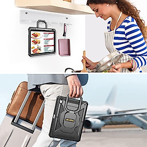 Fintie Case for iPad 10th Generation 10.9 Inch 2022 - [Tuatara Magic Ring] 360 Degree Rotating Grip Stand Shockproof Rugged Cover with Screen Protector and Pencil Holder, Black