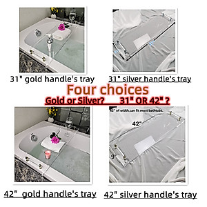 42" Gold Handle transaprent Bathtub Caddy for Luxury Bathroom