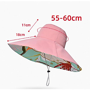 Super Wide Brim Sun Hat for Women Packable Reversible Double-Side-Wear Hats UV Protection Summer Beach Bucket Cap Black