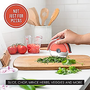 Chef Pomodoro Pizza Cutter Wheel with Protective Cover Blade Guard, Easy to Clean, 4-Inch Super Sharp Slicer, Stainless Steel Kitchen Gadget, Pizza Making Accessories (Orange)