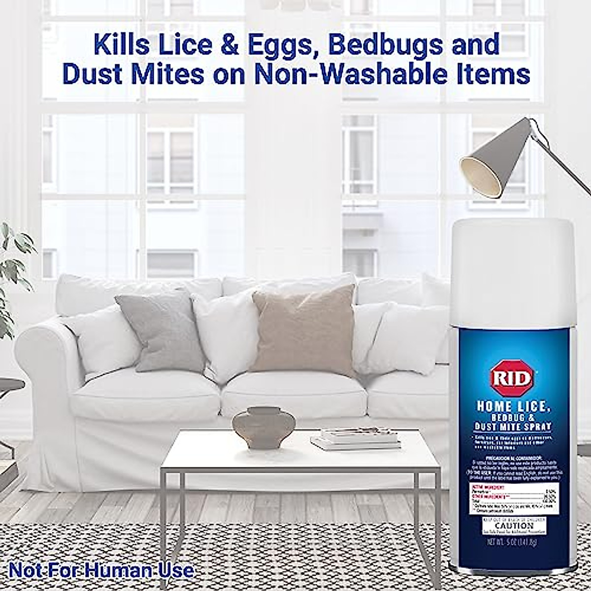 Rid Home Lice Bed Bug Dust Mite Spray Home Treatment Spray With Permethrin Kills Lice and Lice Eggs on Mattresses Furniture Car Interiors and Other Nonwashable Items Spray Can , 5 Ounce