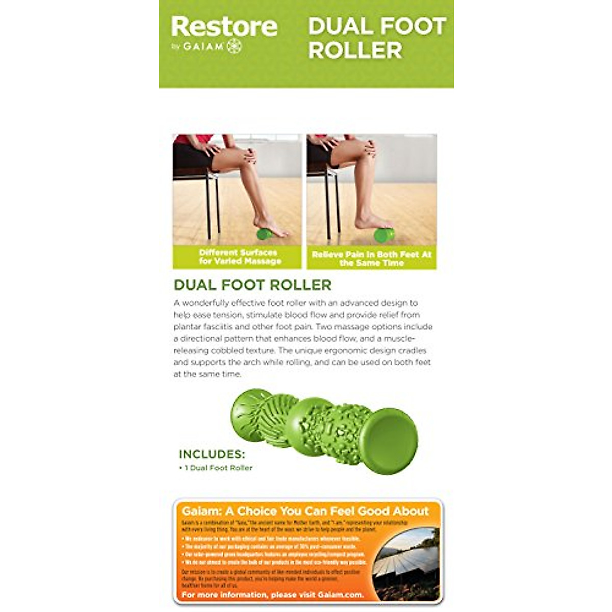 Gaiam Restore Dual Foot Massage Roller