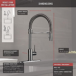 Delta Faucet Trinsic Pro Commercial Style Kitchen Faucet Chrome, Chrome Kitchen Faucets with Pull Down Sprayer, Kitchen Sink Faucet, Faucet for Kitchen Sink with Magnetic Docking, Chrome 9659-DST