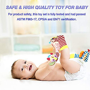 WANTMAZOR Soft Arm Wrist Rattles Foot Finder Ankle Sock for Newborn Baby Boy and GILR Infant Christmas Birthday Present Baby Shower-8PCS