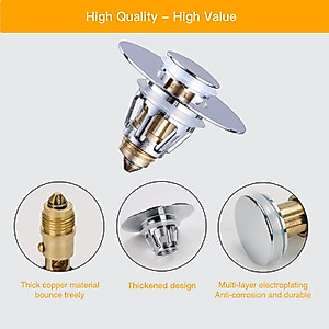 Obvile Bathroom Sink Drain Stopper, Universal Stainless Steel Basin Drain Strainer Filter for 1.1"-1.96" Tub Holes, Pop up Bathtub Plug with Anti Clogging Hair Catcher Basket Fit Most US Standard Hole